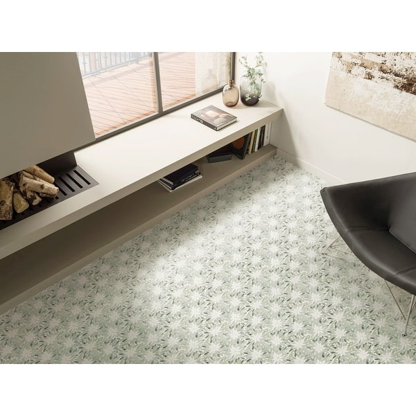 green flower pattern tile