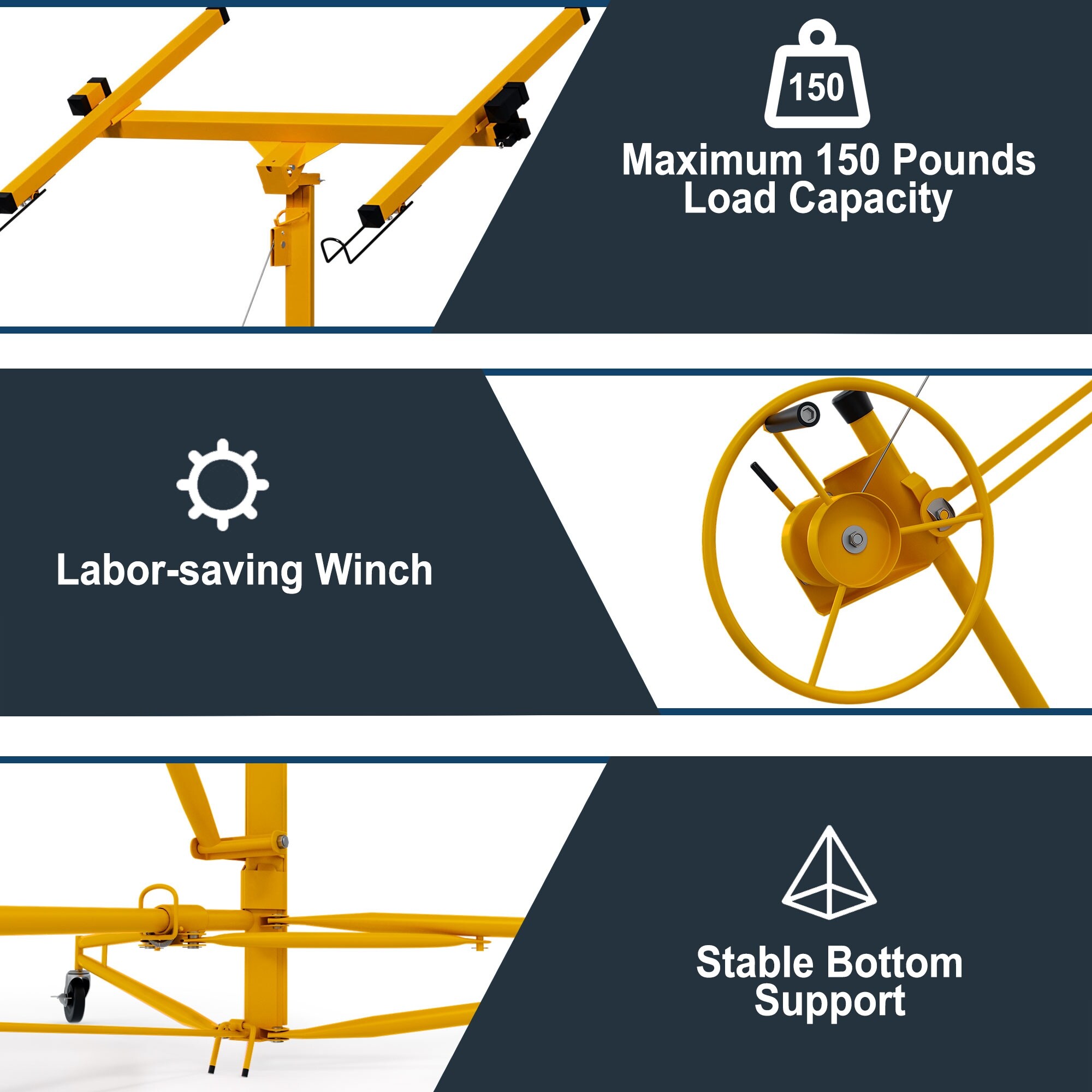 Drywall Hoist Panel Lift Vevor 16ft Drywall Lift Hoist 150lb Capacity ...