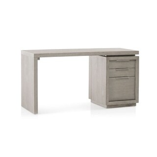 Jose 60 Inch Solid Wood Writing Desk, 3 Drawers, Side Panel Base, Gray ...