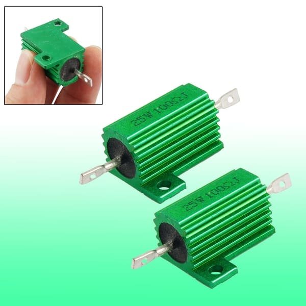 25W 100 Ohm Green Aluminum Housed Wirewound Resistors 2 Pcs - Bed Bath ...