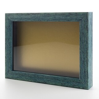 Rustic Blue 9x12 Wood Shadow Box with Gold Acid-Free Backing - With 5/8 ...