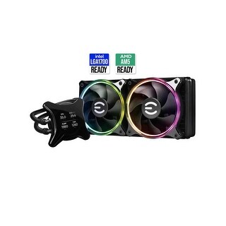 EVGA CLCx 280mm All-In-One LCD CPU Liquid Cooler, 2x 140mm PWM ARGB ...