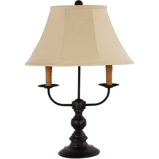 HomeRoots 26" Black Metal Three Light Table Lamp With Natural Empire ...