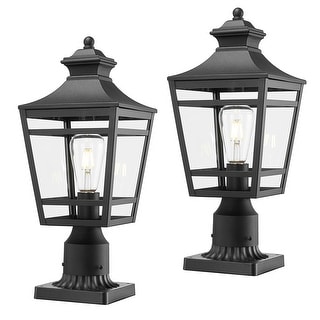 2-Pack 18.1" Waterproof Aluminum Outdoor Post Lights with Clear Glass ...