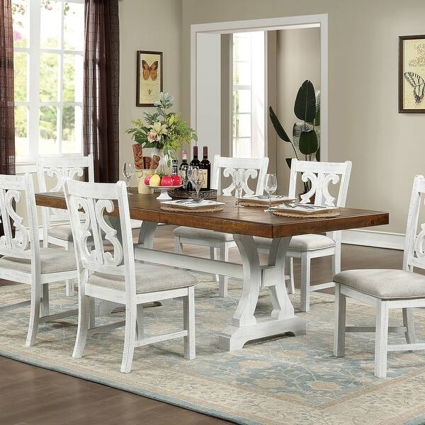 Furniture of America Sylmer White 86-inch Wood Expandable Dining Table ...