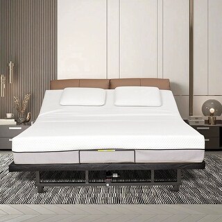 Modern Adjustable Bed Frame with Steel & Wood Construction, Quiet Lift ...