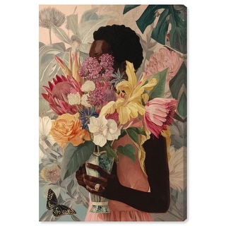 Woman Basked in Flowers Glam Art Wrapped Canvas Print by Art Remedy ...