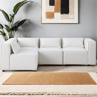Elegant L-Shaped Modular Sofa Set with Solid Wood Frame and Easy ...