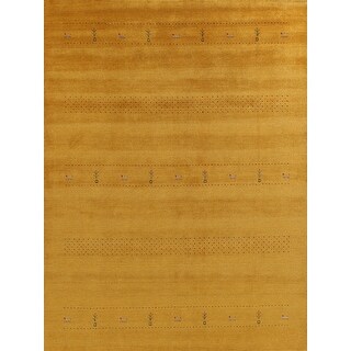 Yellow / Gold Gabbeh Oriental Area Rug Handmade Wool Carpet - 8'1"x 9 ...