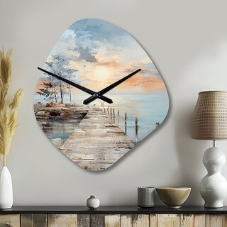 Pier And Dock Seaside III - Coastal Pier Wall Clocks in Asymmetrical ...