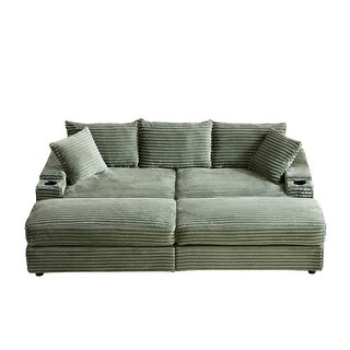 Army Green Convertible Sectional Sofa Bed with Ottoman and Storage ...