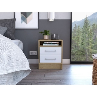Modern Minimalist Style Nightstand with an Open Compartment and 2 ...