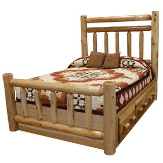White Cedar Log - Platform Bed with Double Top Rail and Footboard - Bed ...
