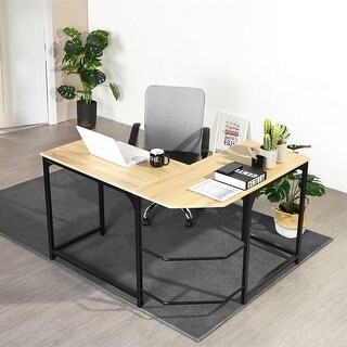 L-Shaped Computer Desk PC Laptop Table Wood Workstation Office ...