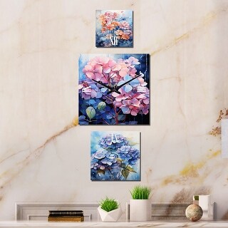 Designart "Blue And Purple Hydrangea Bloom" Hydrangea Set Of 3 - Extra ...