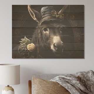 Designart "Medieval Rural Donkey Caricature II" Donkey Wood Wall Art ...