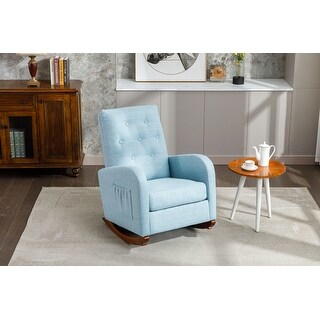 Light Blue Modern 25.98" High Back Upholstered Buttons Tufted Rocking ...