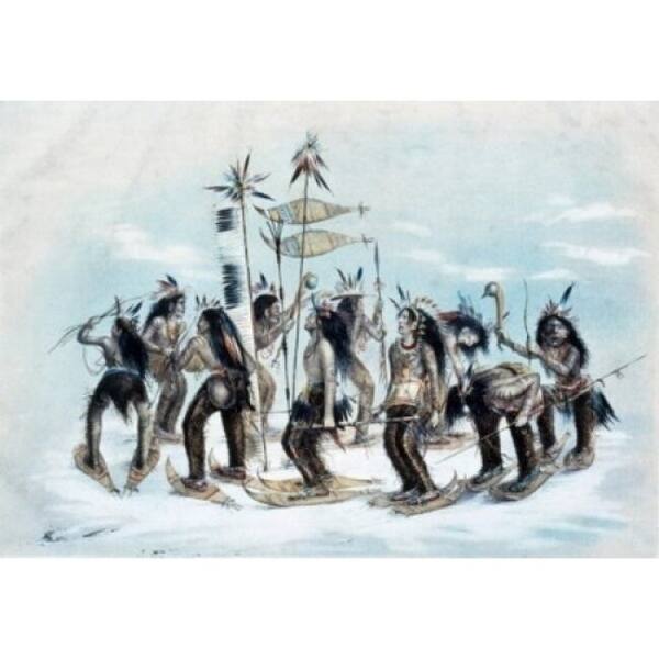 The SnowShoe Dance From Currier And Ives Color Lithograph Usa ...