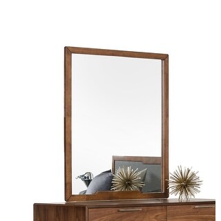HomeRoots 40" Walnut Mdf Veneer And Glass Mirror - 39 - Bed Bath ...