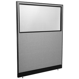 60-1/4"W x 76"H Office Partition Panel with Partial Window & Pass-Thru ...
