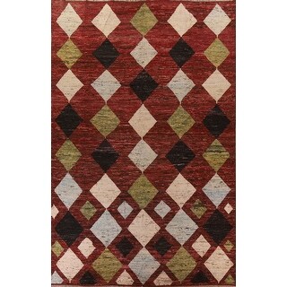 Geometric Moroccan Large Wool Area Rug Hand-knotted Living Room Carpet ...