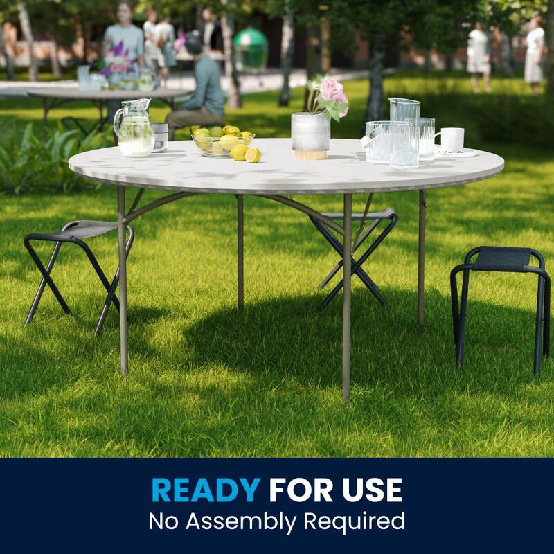 60" Round Granite White Plastic Event and Party Folding Table ...