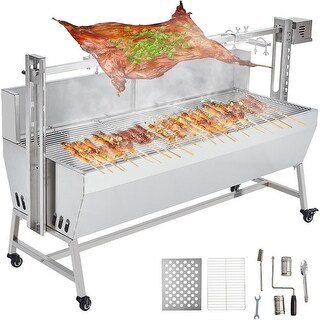 Stainless Steel Automatic Rotisserie Grill with Wind Screen, 62in 200LB ...