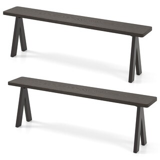 Dark Brown Zinc-Iron Alloy Garden Bench Set of 2 with 800 lbs Capacity ...