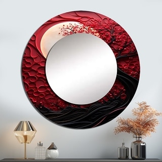 Designart "Red Moon Ruby Radiance" moon Round Office Mirror - red ...