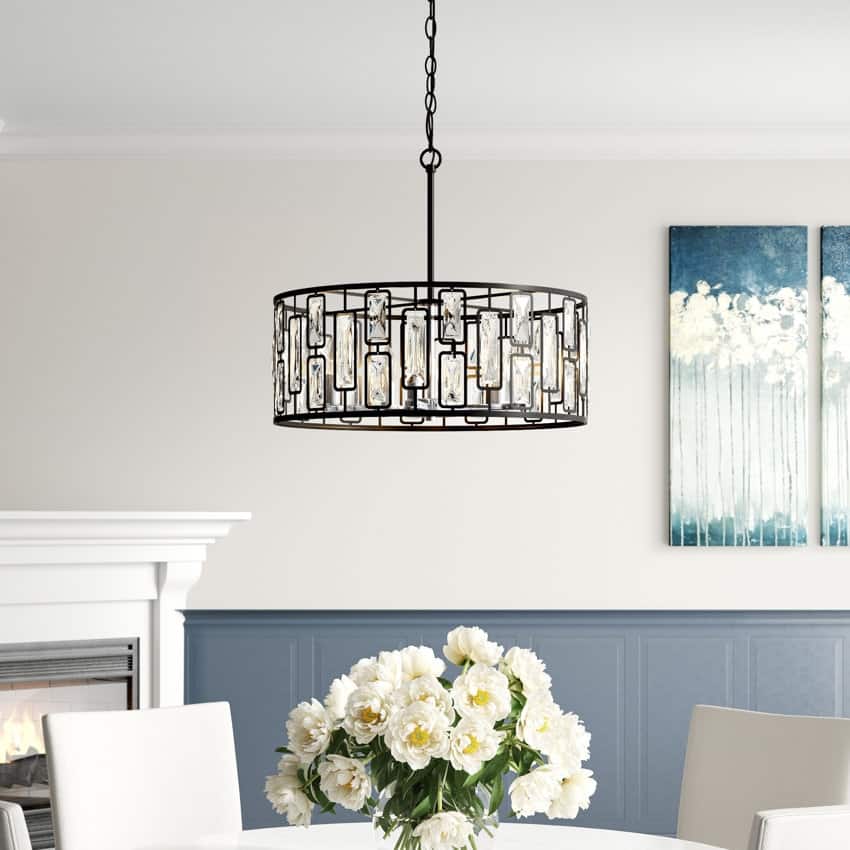 5-Light Black Finish Crystal Chandelier with Chrome Accents - W22.75 ...