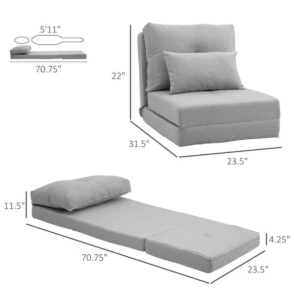 Convertible Flip Chair with Adjustable Backrest and Pillows - Bed Bath ...