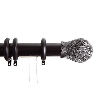 Leaf Decorative Traverse Rod With Rings 84in 156in Black - 100 x 4 x 4 - Bed Bath & Beyond ...