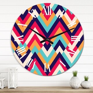 Designart 'Blue Red And Fuchia eGometric Rhombus' Patterned wall clock ...