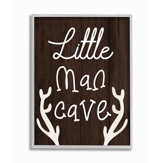 Stupell Little Man Cave Boy's Rustic Room Sign Brown Framed Wall Art ...
