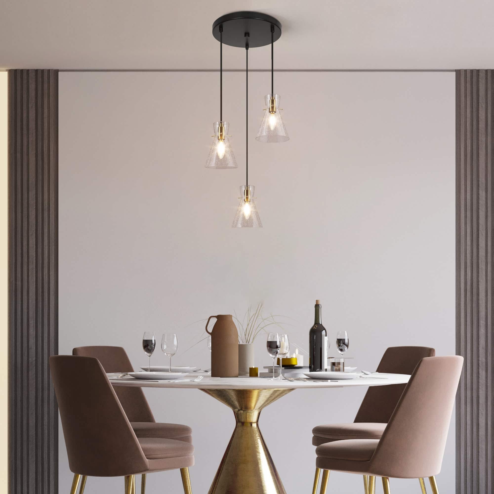 Liniya Modern Farmhouse 3-light Cluster Kitchen Island Pendant Black ...