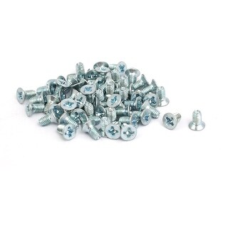 M3x6mm Countersunk Phillips Head Triangle Thread Screw Bolt Silver Blue ...