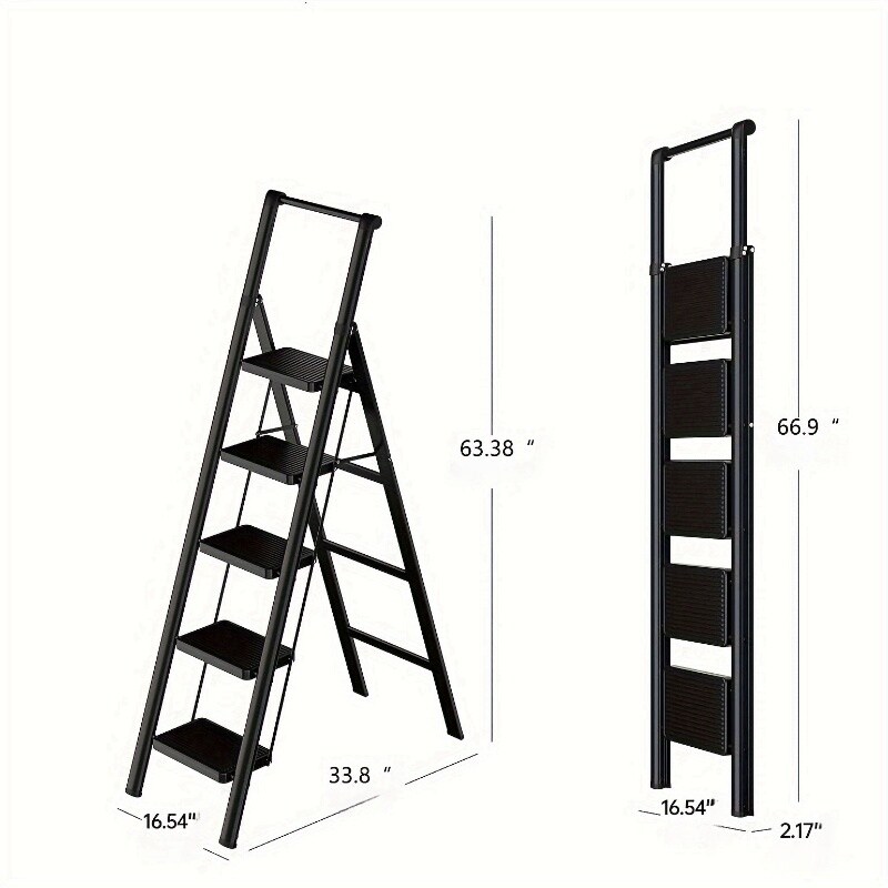 Two Step Ladder Steel Steps Folding Ladder Anti Slip Stepladder Wide ...