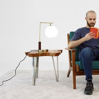 Gibbs Globe Table Lamp with Clear Glass Shade and Rubber Wood Base ...