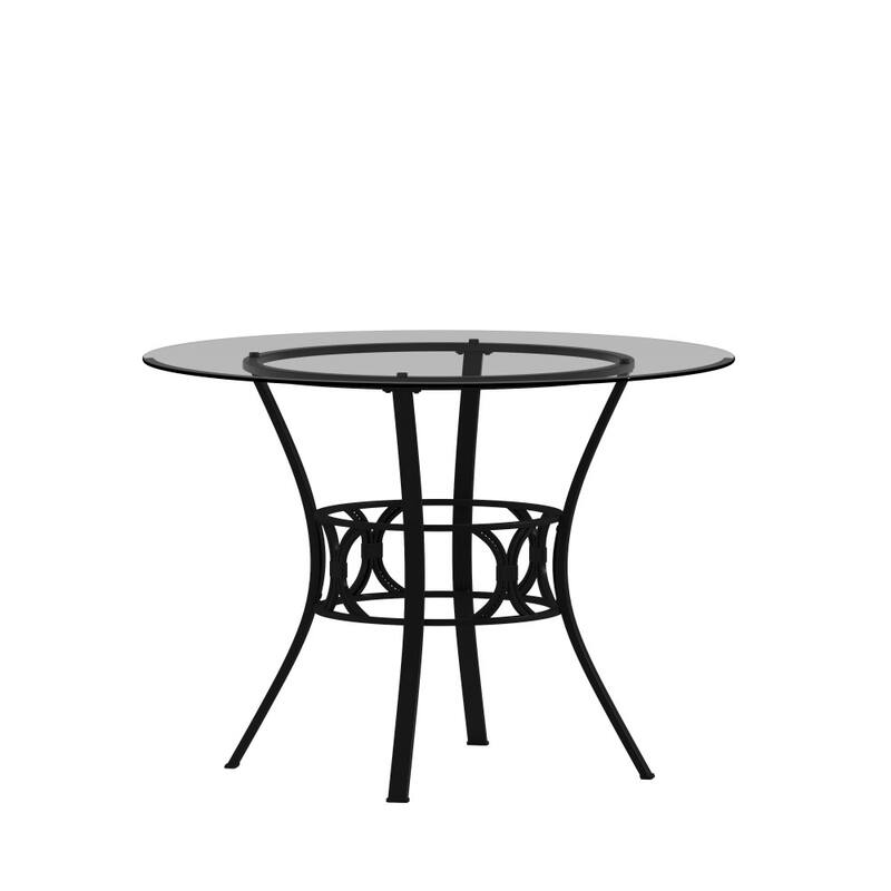 42'' Round Glass Dining Table with Crescent Style Metal Frame ...