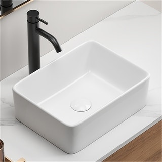 16"X12"Rectangular Bathroom Vessel Sink,Ceramic Lavatory Above Counter ...