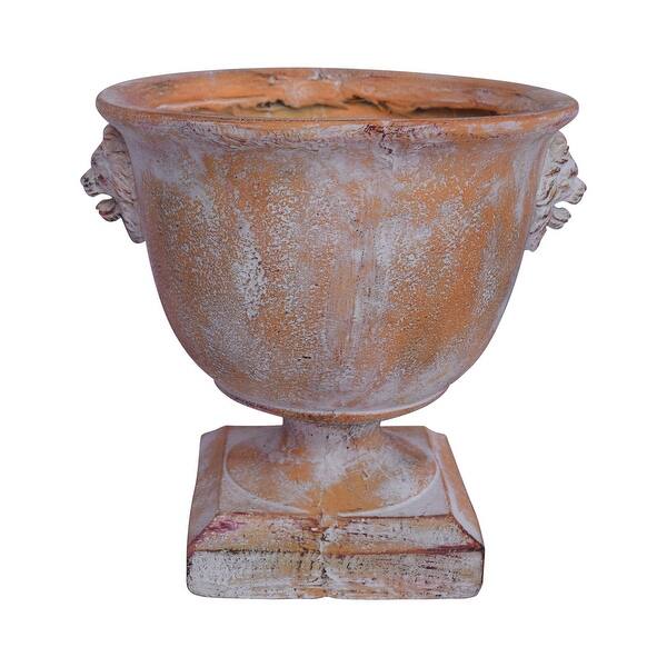 Simba Roman Lionhead Accents Chalice Lightweight Concrete Garden Urn Planter by Christopher ...