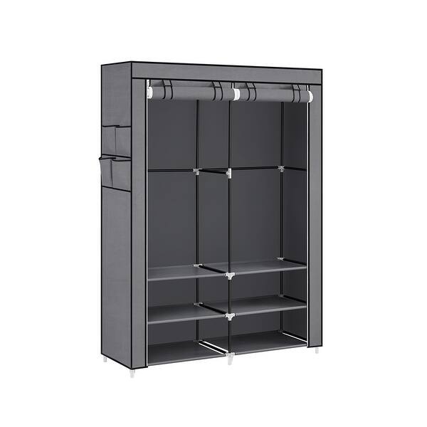 Gray Steel Portable Closet with Fabric Cover and Side Pockets - 50”L x ...