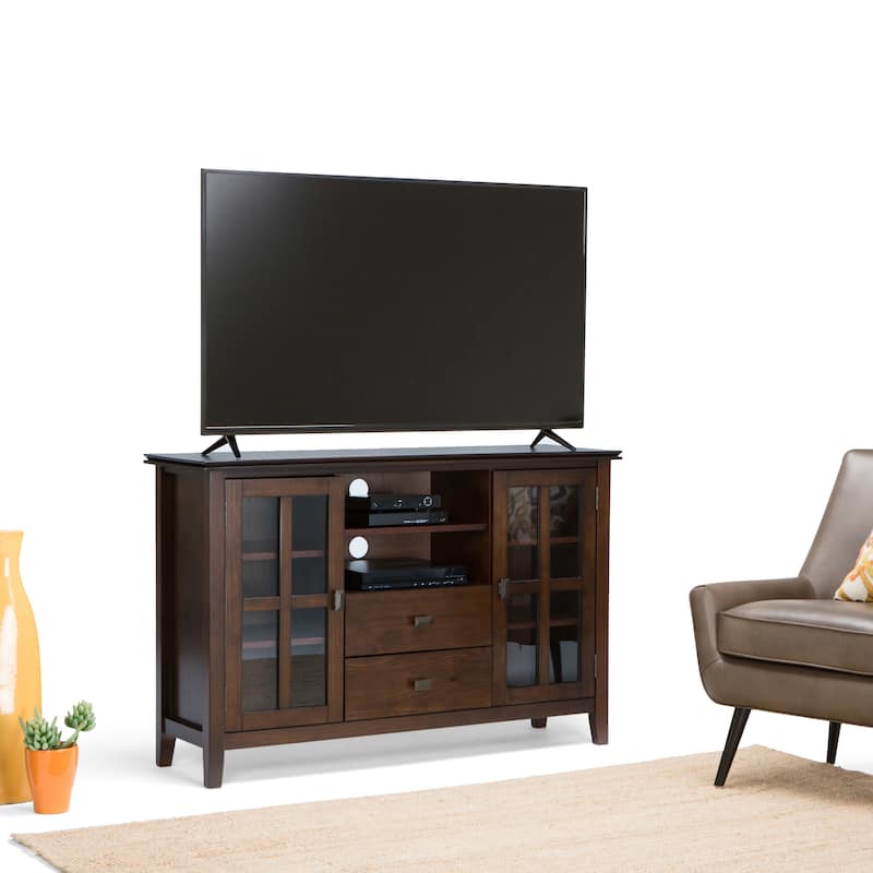 WYNDENHALL Norfolk SOLID WOOD 72 inch Wide TV Media Stand For TVs up to ...