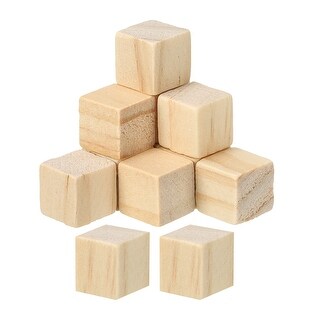 Unfinished Wooden Blocks, 100 Pcs Natural Wood Cube Square Wood Blocks ...