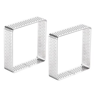2pcs Stainless Steel Square Cake Rings, 2.95 inch Perforated Cake ...