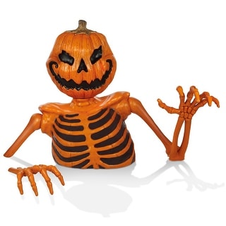 48in Groundbreaking Pumpkin Skeleton Creepy Outdoor Halloween Decor ...