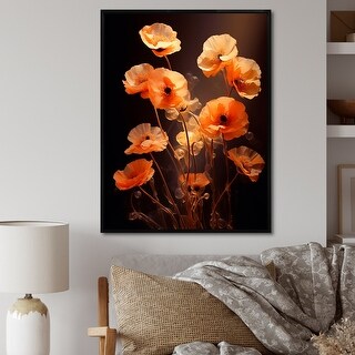 Designart "Golden Glimmer Poppy Sunlight" Poppies Framed Wall Art ...
