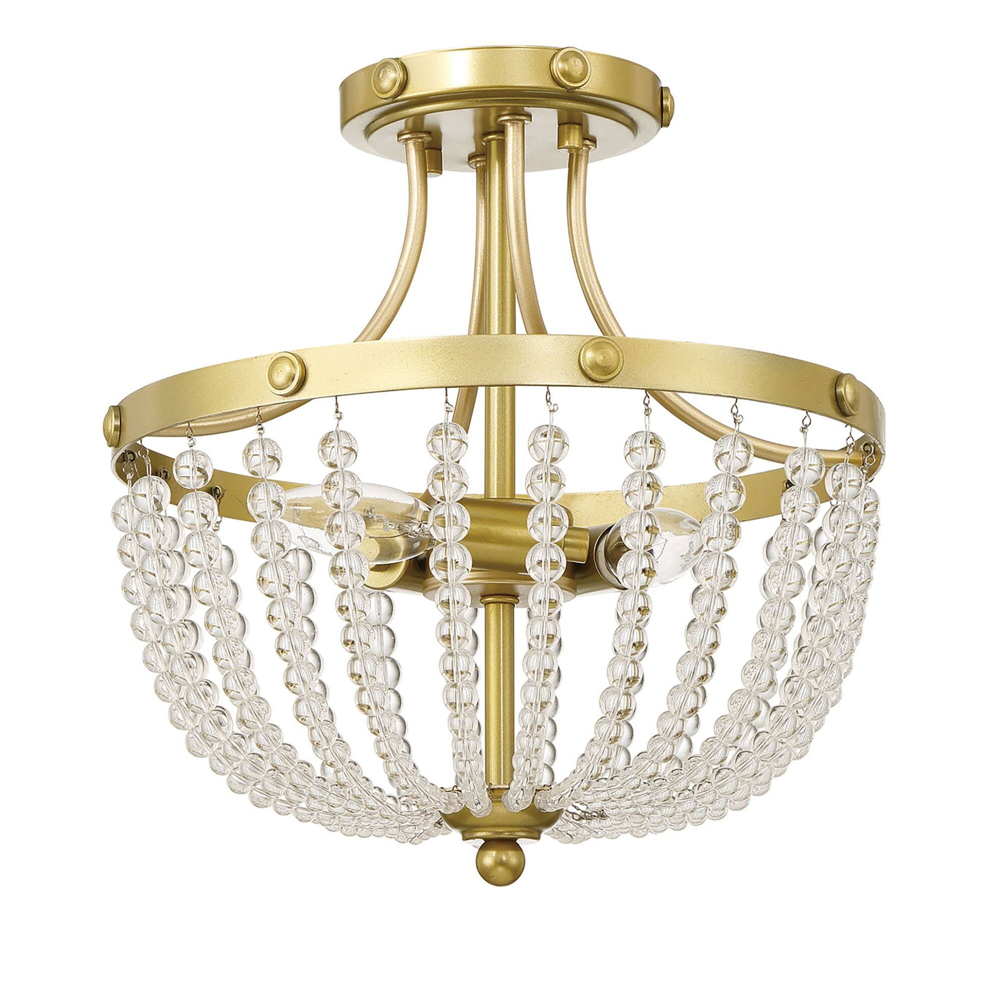 Frenia 3-light Beaded Gold Semi-flush Mount Ceiling Light - 12.9'' D ...