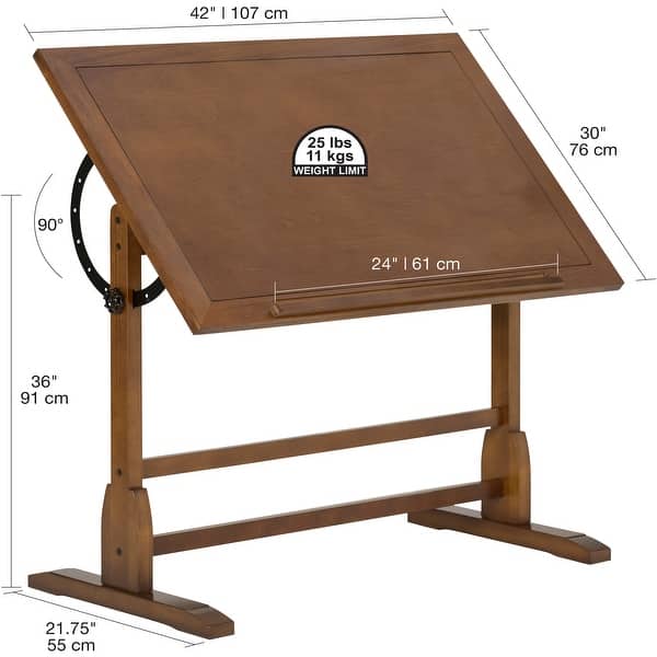 Studio Designs 36-inch Vintage Wood Drafting Table with Angle ...