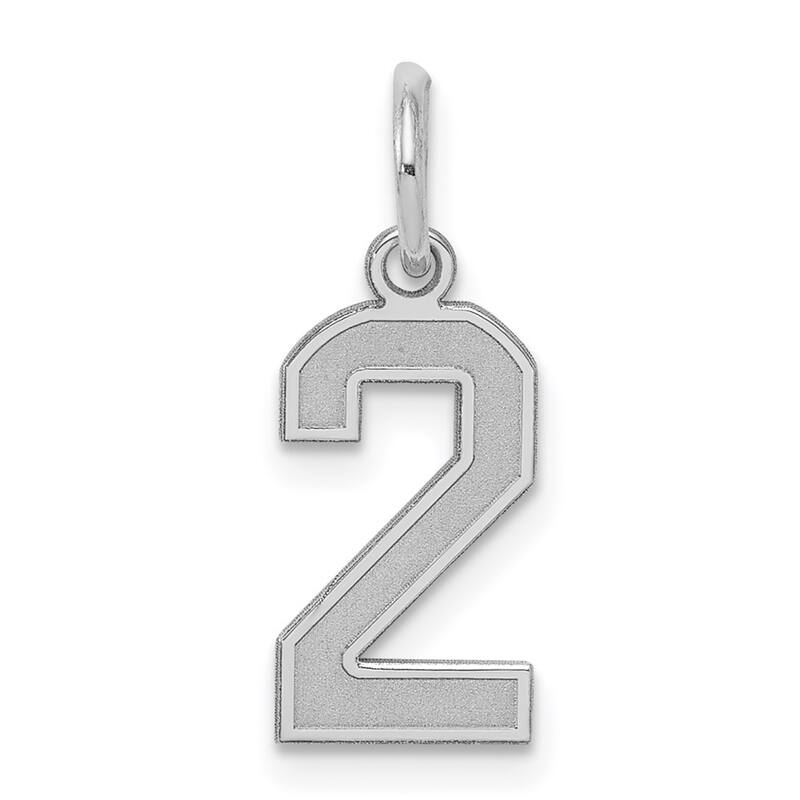 925 Sterling Silver Small Satin Number 2 Pendant - Overstock - 33478062